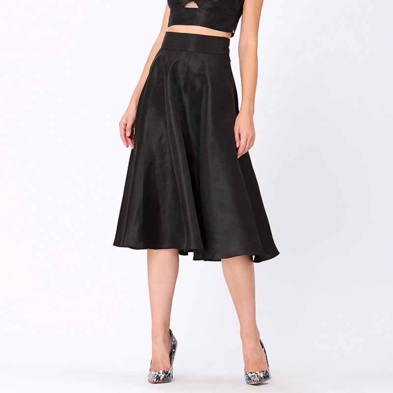 Flared Taffeta Skirt - Black | Smart and Joy | Wolf & Badger
