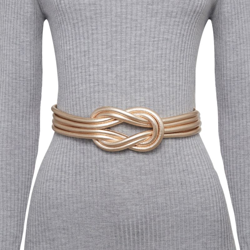 Knot Leather Belt - Metallic Gold | BeltBe | Wolf & Badger