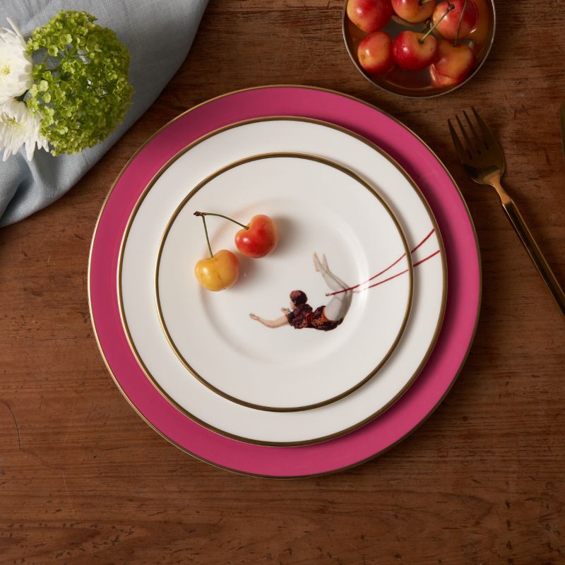 Raspberry Pink Trapeze Set Of Two Plates | Melody Rose London | Wolf ...