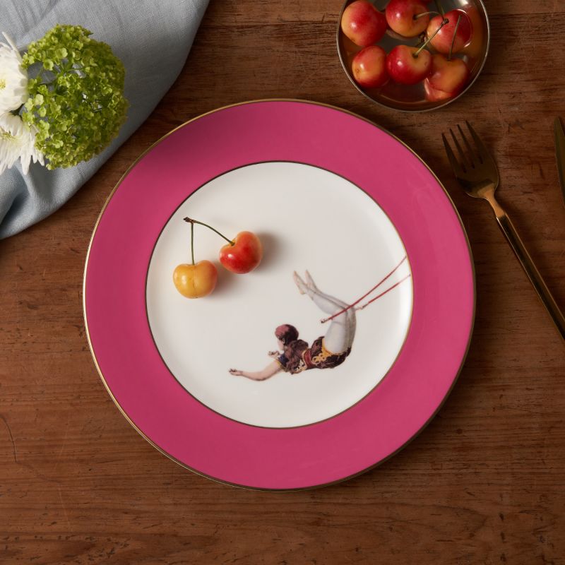 Raspberry Pink Trapeze Girl Dinner Plate | Melody Rose London | Wolf ...