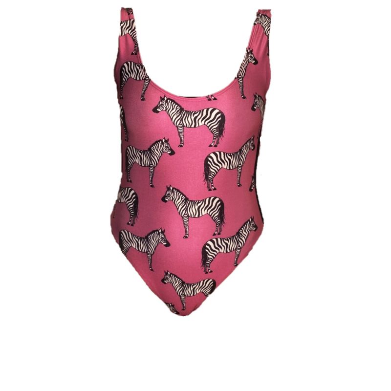 Laguna High Cut One Piece Swimsuit With Mesh Sides - Purple Zebra Print ...
