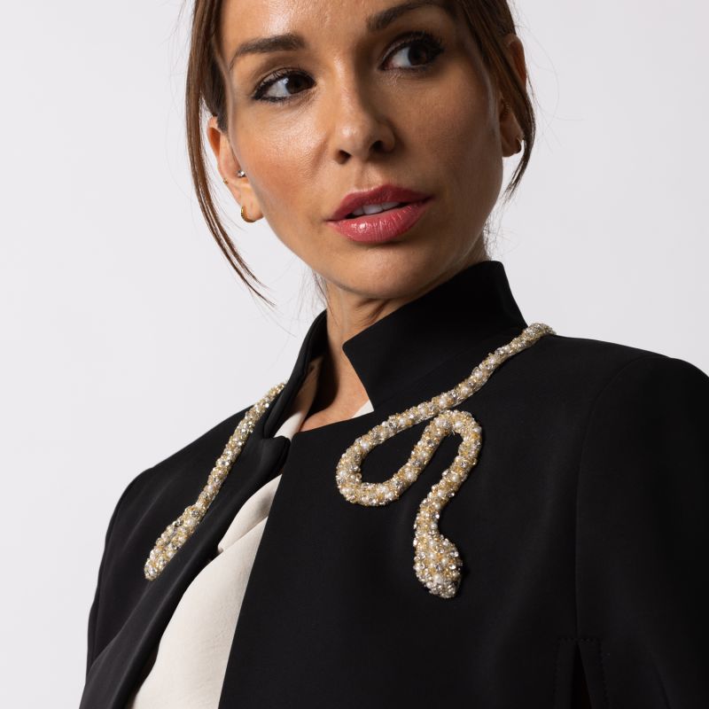 Laines Couture Tailored Cape With Embellished Crystal & Pearl Wrap ...