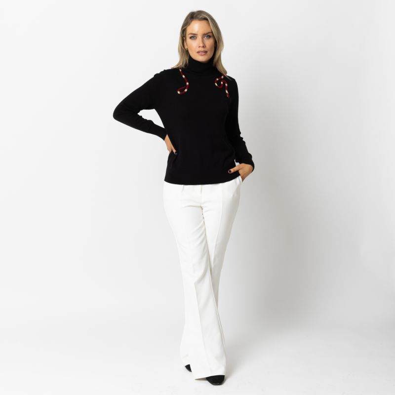 Laines Couture Wrap Red Snake Embellished Knitted Roll Neck Jumper ...