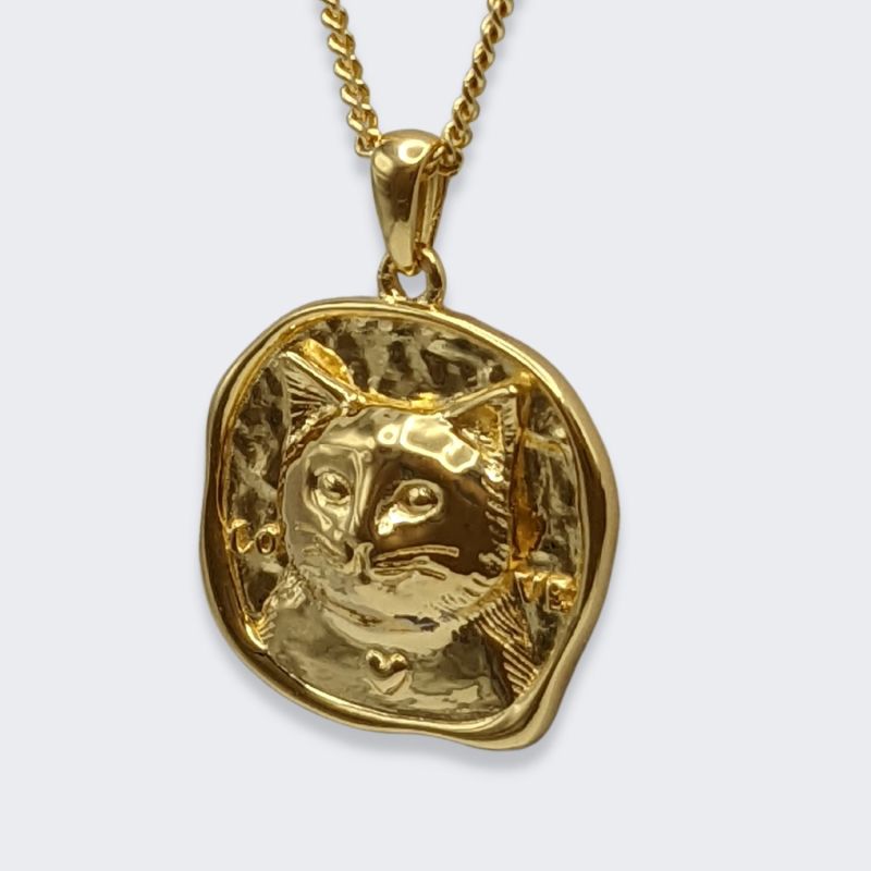 Lars Cat Coin Necklace, Gold Vermeil | FRENVYRN | Wolf & Badger
