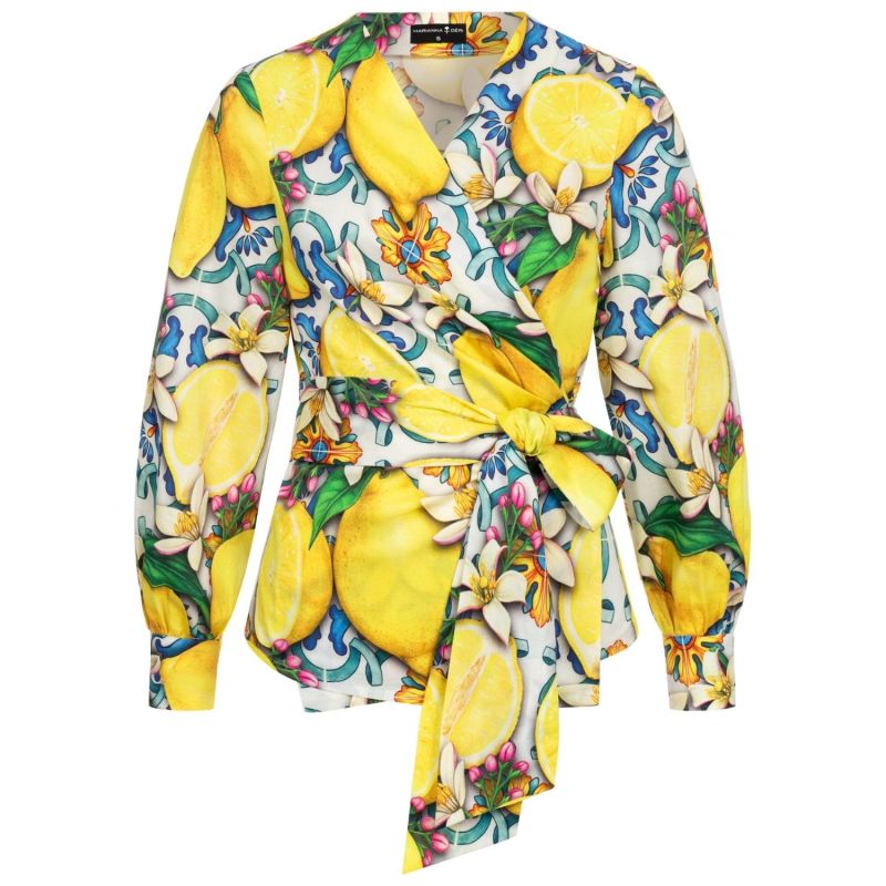 Lemon Print Wrap Blouse | Marianna Déri | Wolf & Badger