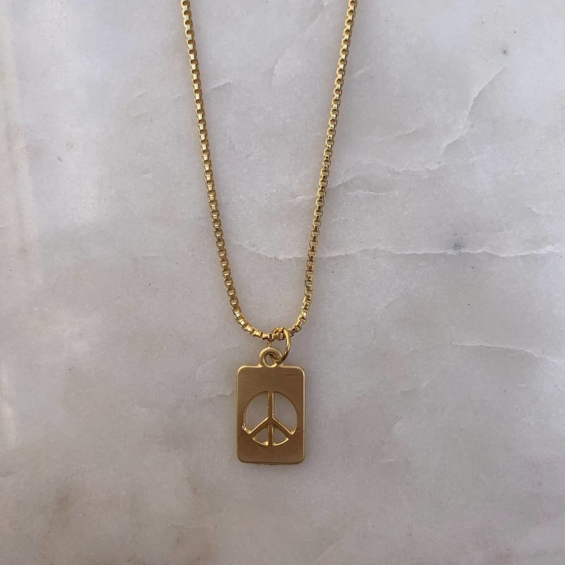 Lennon Peace Sign Dog Tag Necklace | sccollection | Wolf & Badger