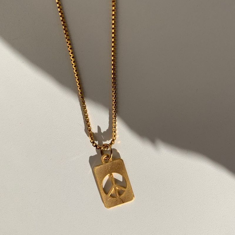 Lennon Peace Sign Dog Tag Necklace | sccollection | Wolf & Badger