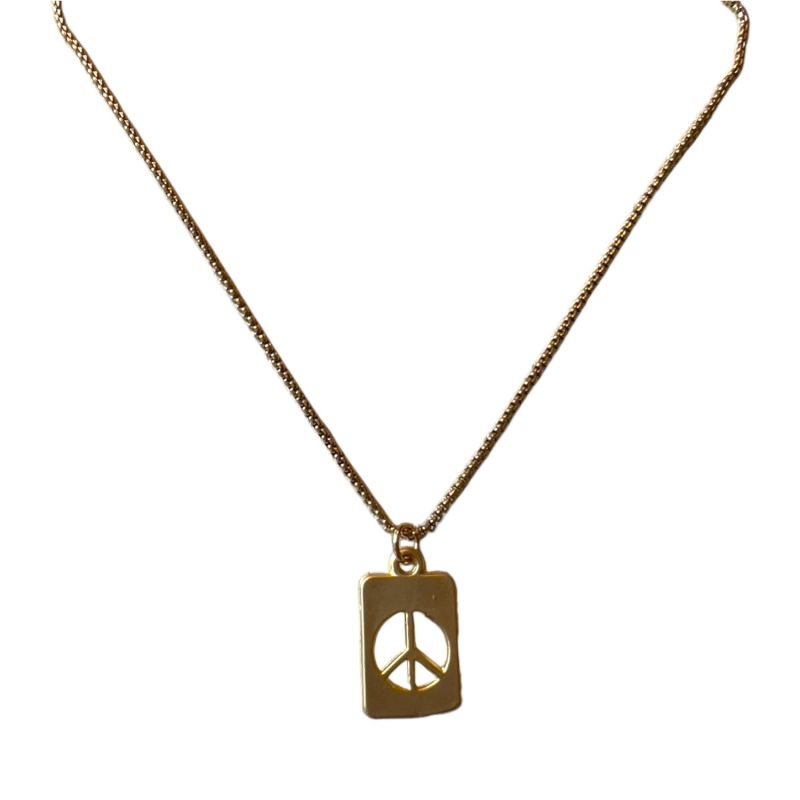Lennon Peace Sign Dog Tag Necklace | sccollection | Wolf & Badger