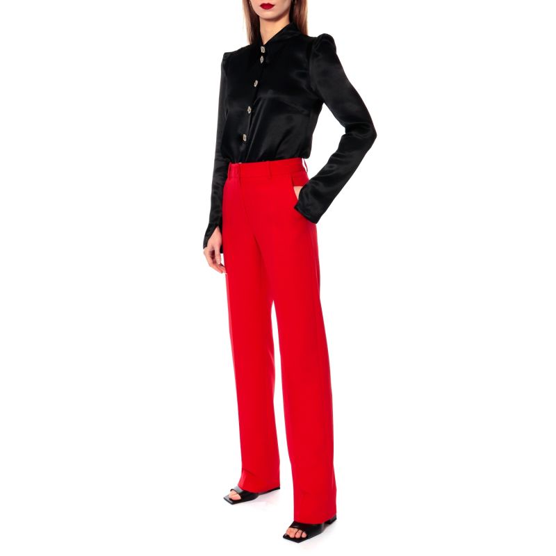 Lesly Fiery Red Tailored Suit Trousers | AGGI by HALEWSKI | Wolf & Badger
