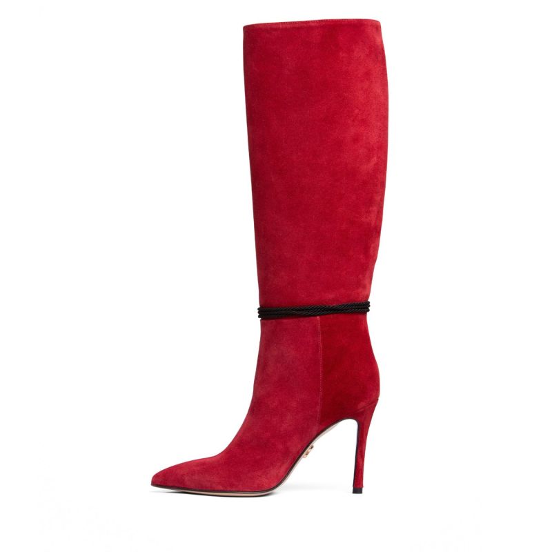 Lindsay Red Suede Tall Boot Comfortable & Sexy Stiletto For Valentine ...