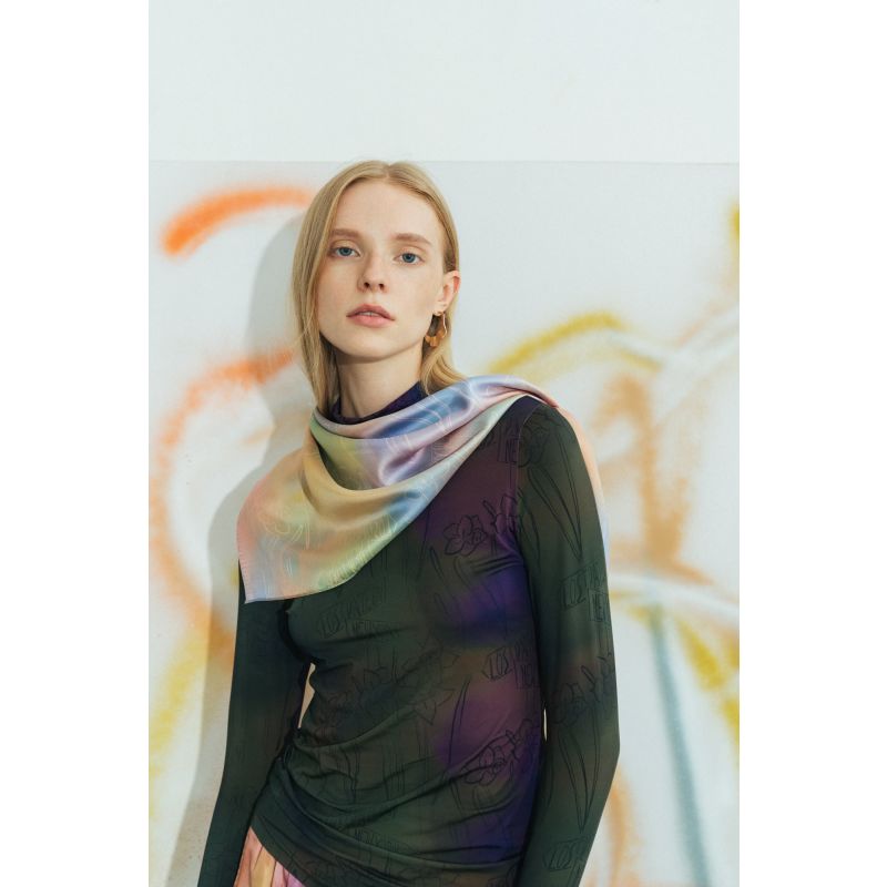 "Brooklyn" Triangle Silk Scarf - Pink & Blue | Lost Pattern NYC | Wolf ...