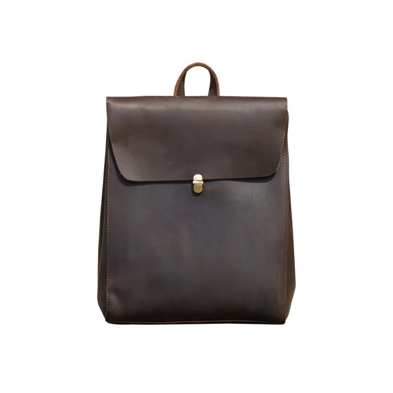 Handmade Worn Look Genuine Leather Slim Backpack - Worn Brown | Touri ...