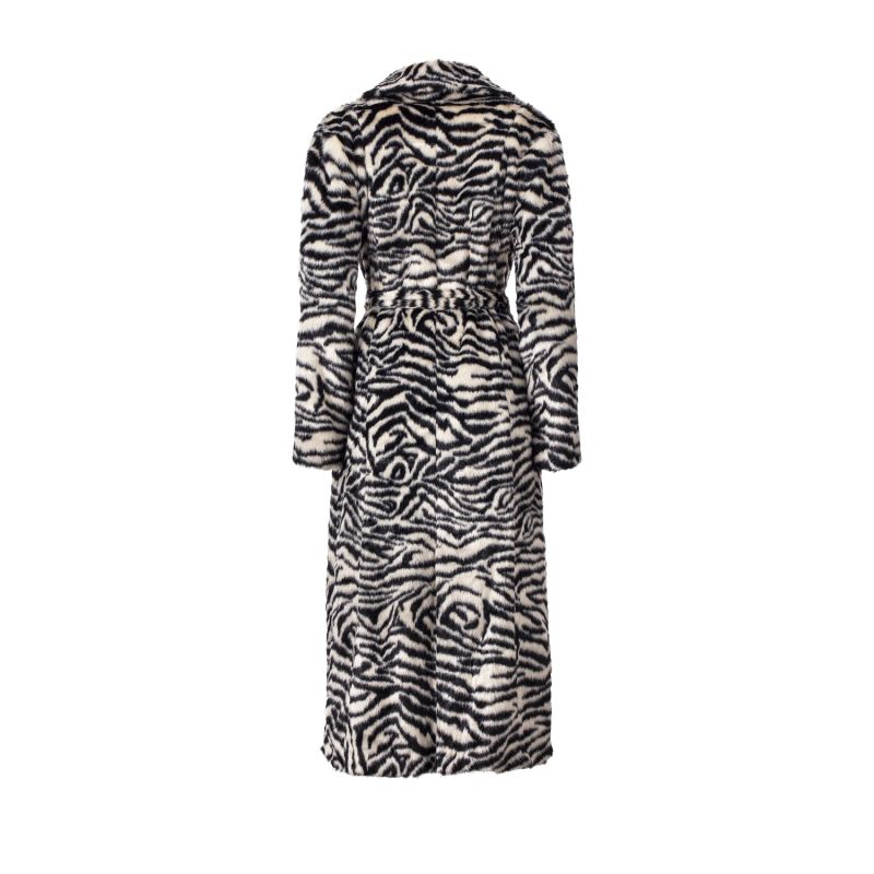 Long Faux Fur Coat In Zebra Print | LITA COUTURE | Wolf & Badger