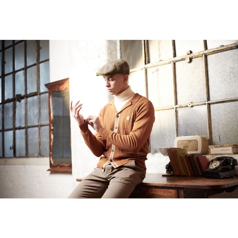 Luis Olive Green Tweed Checks Italian Flat Cap | Dasmarca Hats | Wolf ...