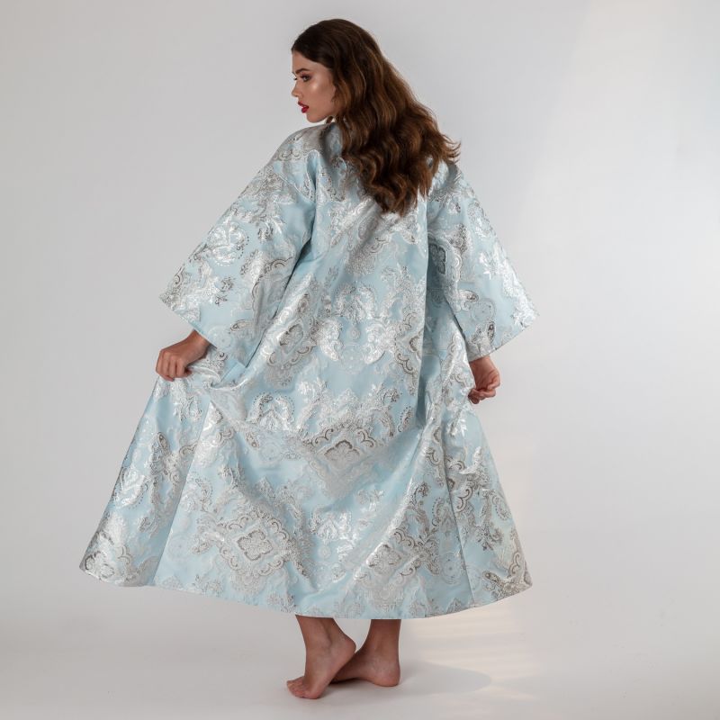 Skye - Baby Blue And Silver Brocade Kimono Robe | Harlow Loves Daisy ...