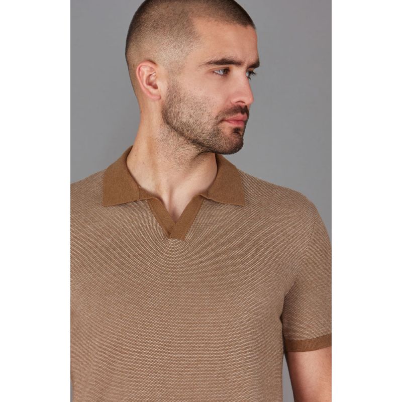 Mens Lightweight Cotton Giovanni Honeycomb Buttonless Polo Shirt ...