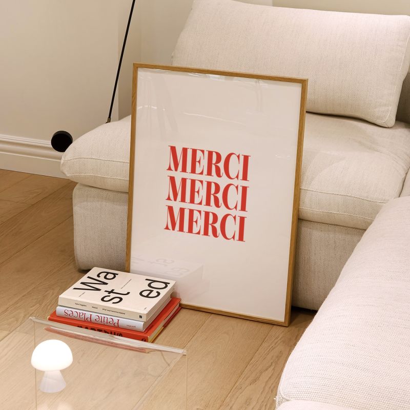 Merci French slogan Giclée Art Print A3 | Fanclub | Wolf & Badger