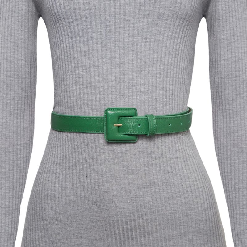 Mini Square Narrow Belt - Emerald Green | BeltBe | Wolf & Badger