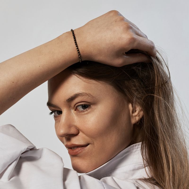 Minimal Brass And Black Rope Bracelet For Women | Harbour UK Bracelets ...