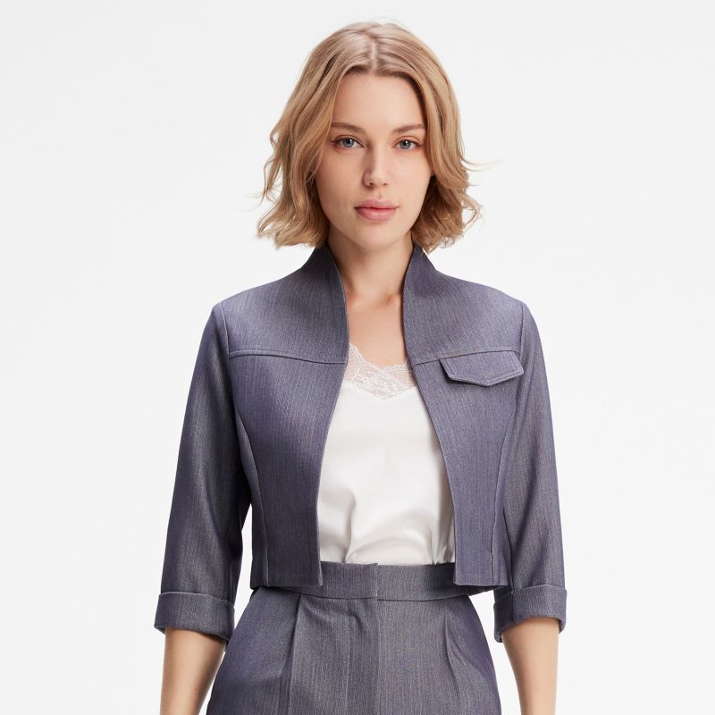 Minimalist Crop Jacket- Grey | Smart and Joy | Wolf & Badger