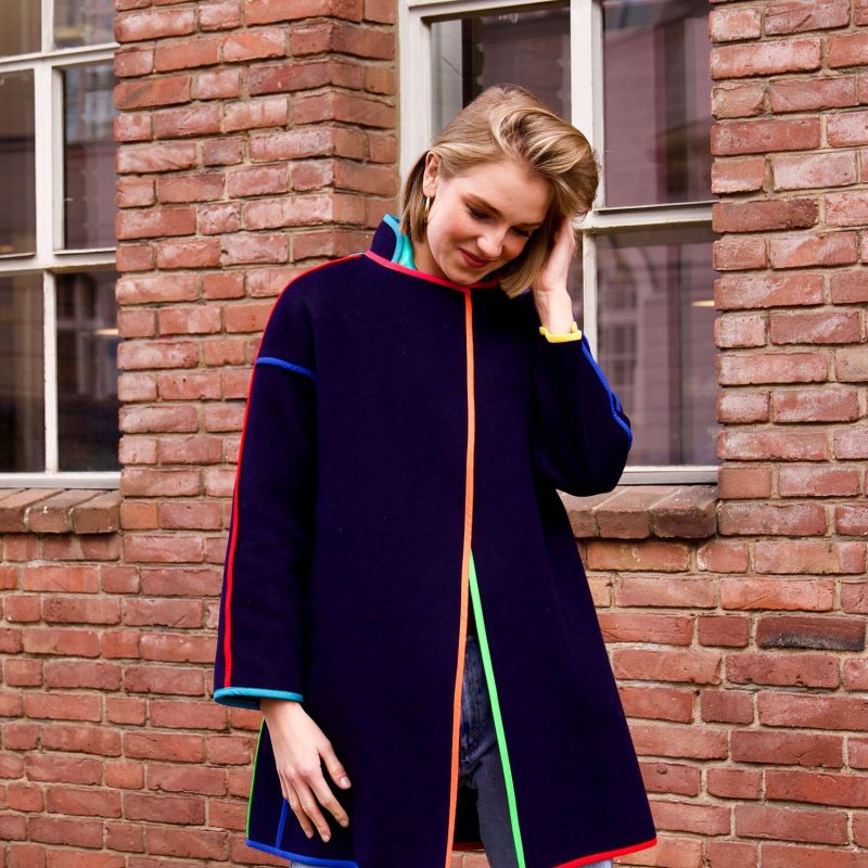 Navy Cashmere Mix Space Coat | Beatrice von Tresckow | Wolf & Badger