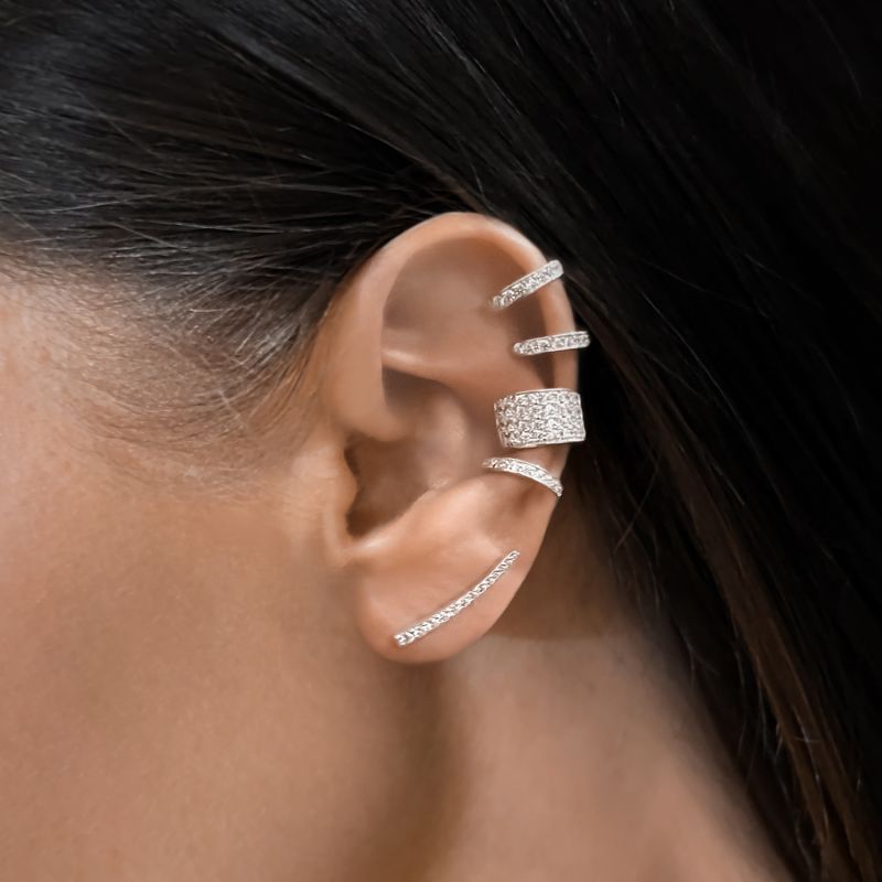 Edge Duo Ear Cuff With Man Made CZ Diamond Stimulant In Sterling Silver ...