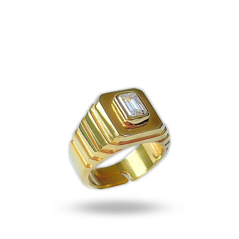 Octagon White Stone Signet Ring | LINYA JEWELLERY | Wolf & Badger