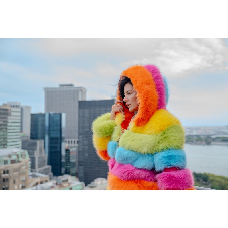 Over The Rainbow Faux Fur Coat | HARMONIA NY | Wolf & Badger