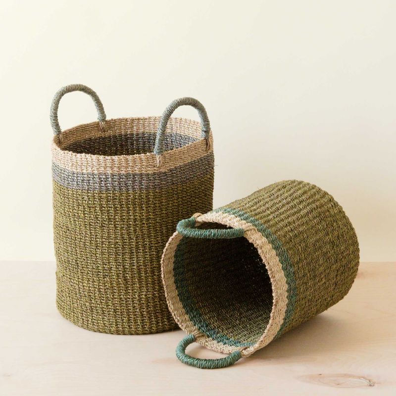 Olive Baskets With Handle Set Of Two - Natural Baskets | LIKHÂ | Wolf ...
