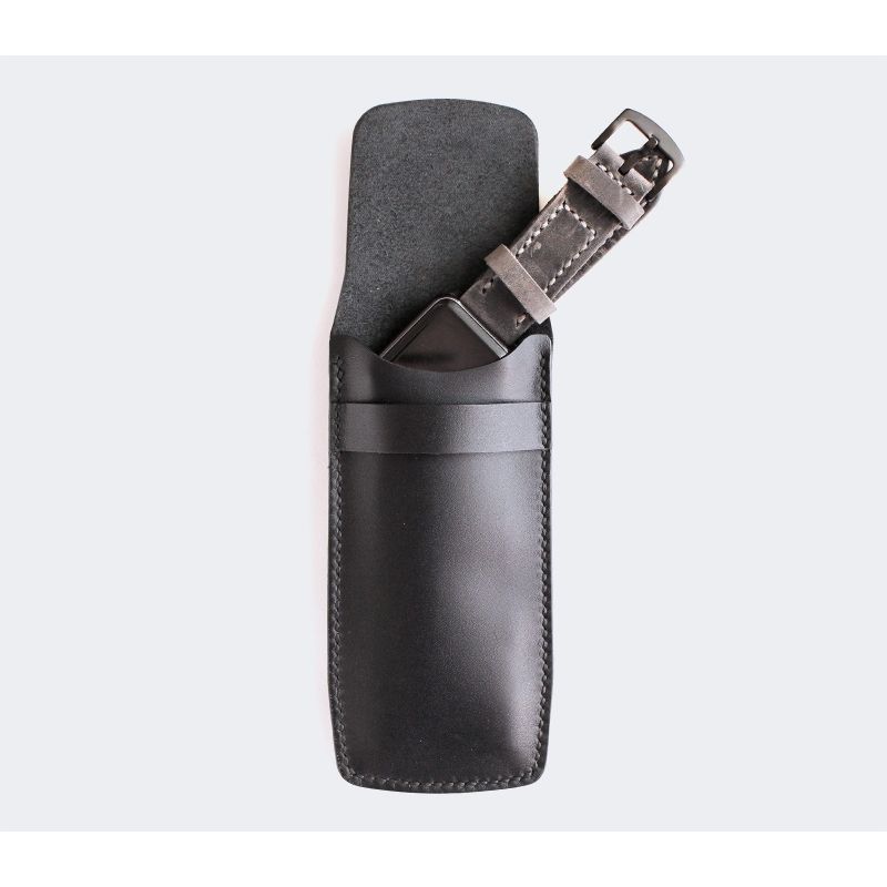 Handmade Flap Covered Leather Watch Case - Black | Roarcraft | Wolf ...