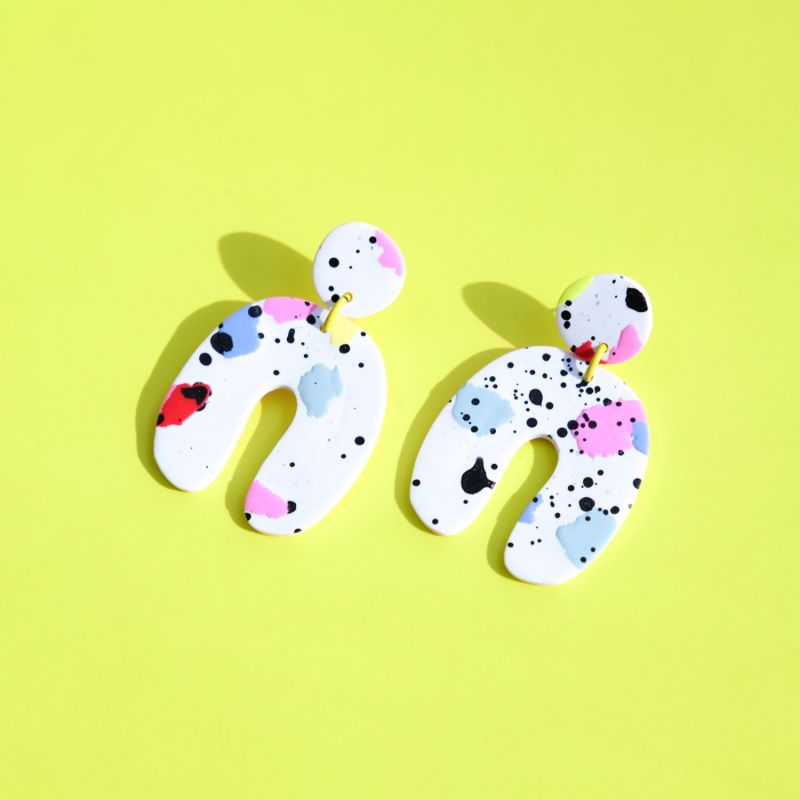 Paint Splatter Dangly Arch Earrings | By Chavelli | Wolf & Badger