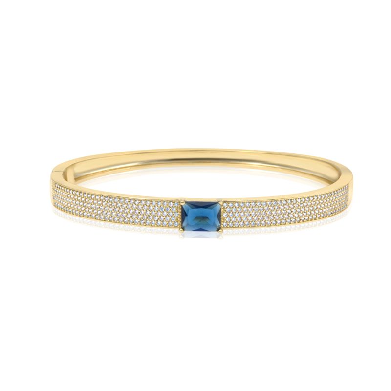 Pave Bangle With Stone - Gold & Blue | SHYMI | Wolf & Badger