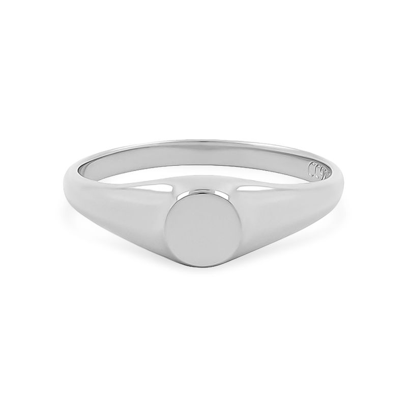 Petite Round Silver Pinky Signet Ring | Côté Caché | Wolf & Badger
