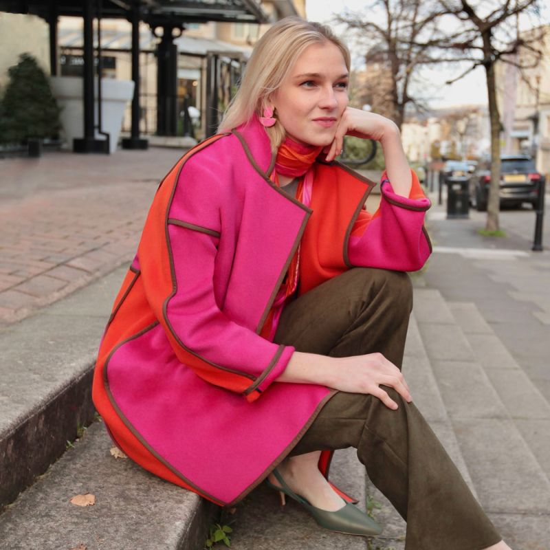 Pink Orange Cashmere Mix Space Coat | Beatrice von Tresckow | Wolf & Badger