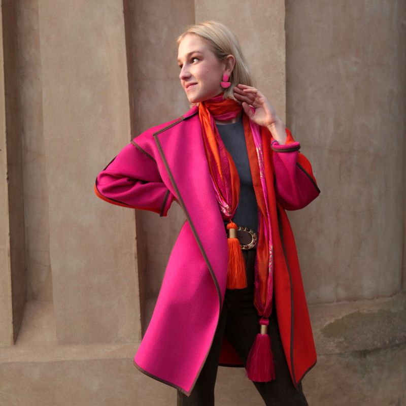 Pink Orange Cashmere Mix Space Coat | Beatrice von Tresckow | Wolf & Badger