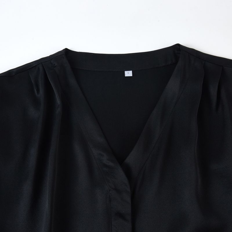 Pure Mulberry Silk Top Regular Fit - Black | Soft Strokes Silk | Wolf ...