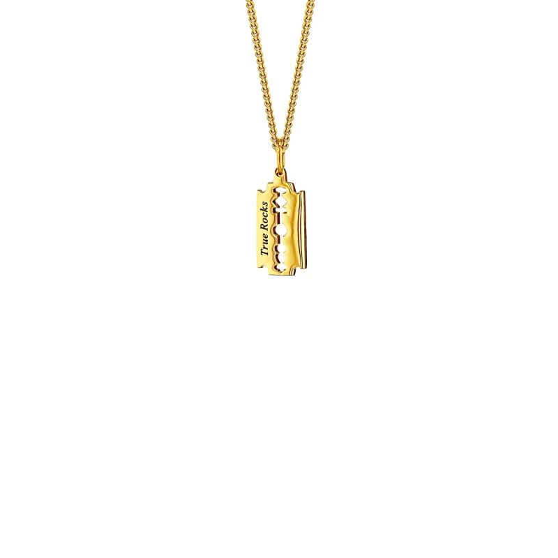18kt Gold-Plated Razor Blade Pendant on Bead Chain | True Rocks | Wolf ...