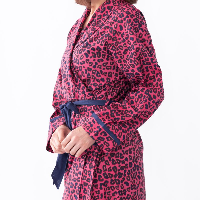 Indian Cotton Pink Panther Print Robe | inara | Wolf & Badger
