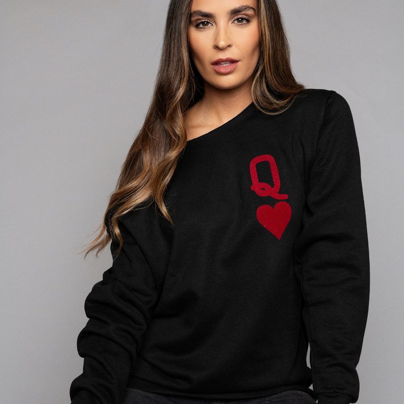 Queen Of Hearts Oversized Sweatshirt In Black & Red | James Steward ...
