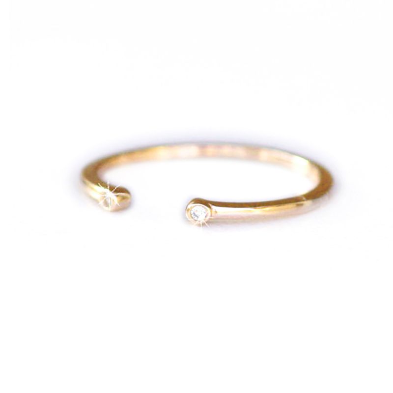 Natural Diamond Open Cuff Yellow Solid Gold Ring | VicStoneNYC Fine ...