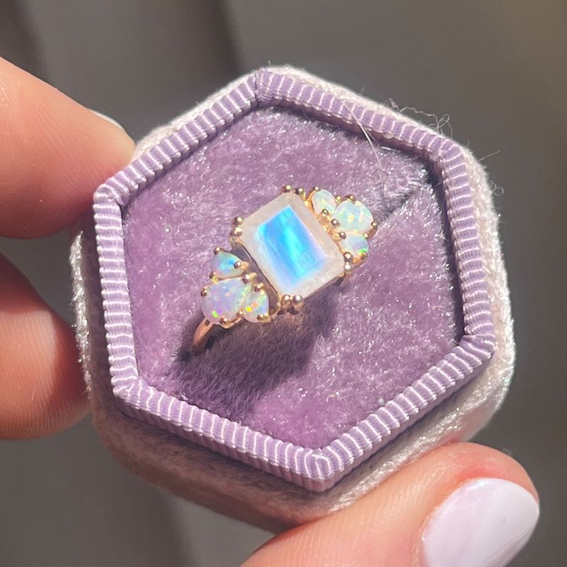 Rainbow Moonstone & Opal Empress Ring | La Kaiser | Wolf & Badger