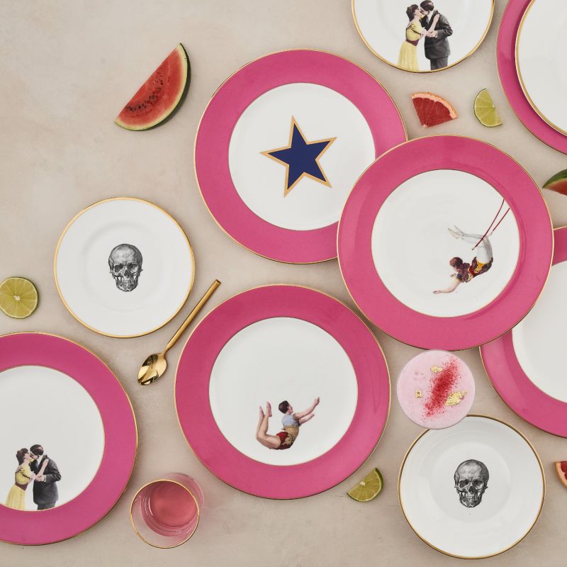 Raspberry Pink Trapeze Girl Dinner Plate | Melody Rose London | Wolf ...