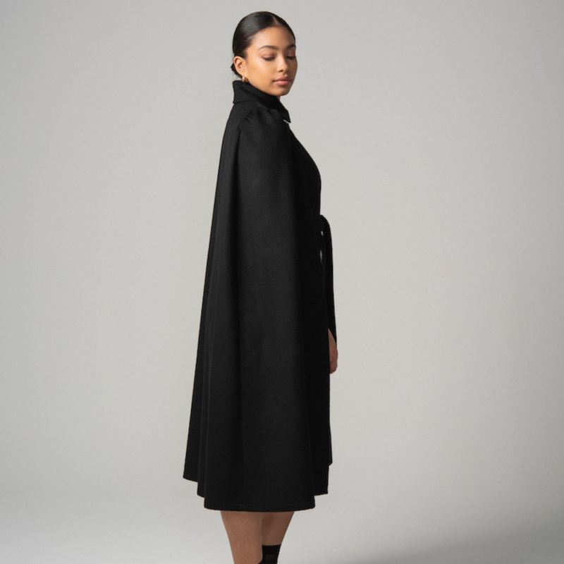 Wool Cashmere Raven Long Cape In Black | Nina Nieves | Wolf & Badger