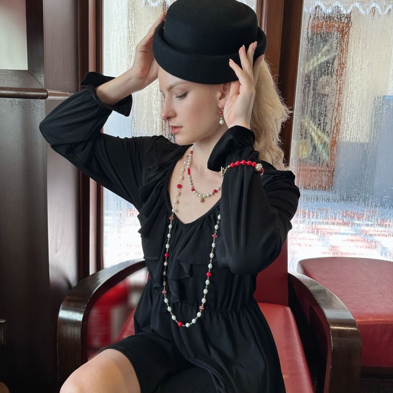 Red Coral And Freshwater Pearls With Chinese Lantern Station Necklace ...