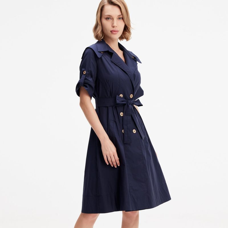 Cotton Trench Coat Dress - Blue | Smart and Joy | Wolf & Badger