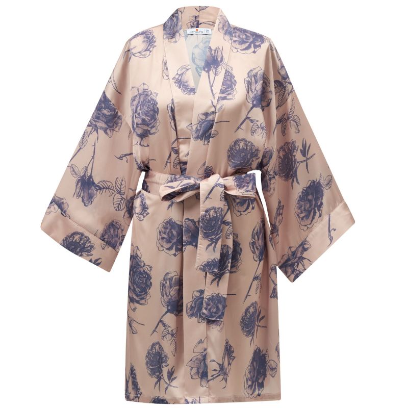 Rosa Satin Short Kimono - Dark Powder/ Purple | Peraluna | Wolf & Badger