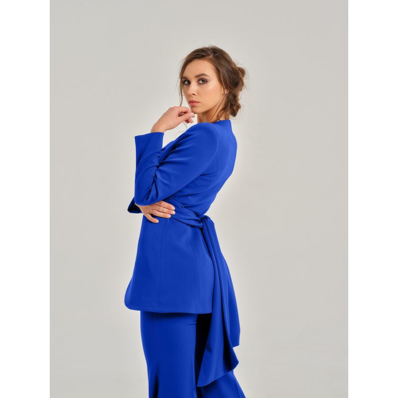 Royal Azure Statement Cross-Wrap Power Suit | Tia Dorraine | Wolf & Badger