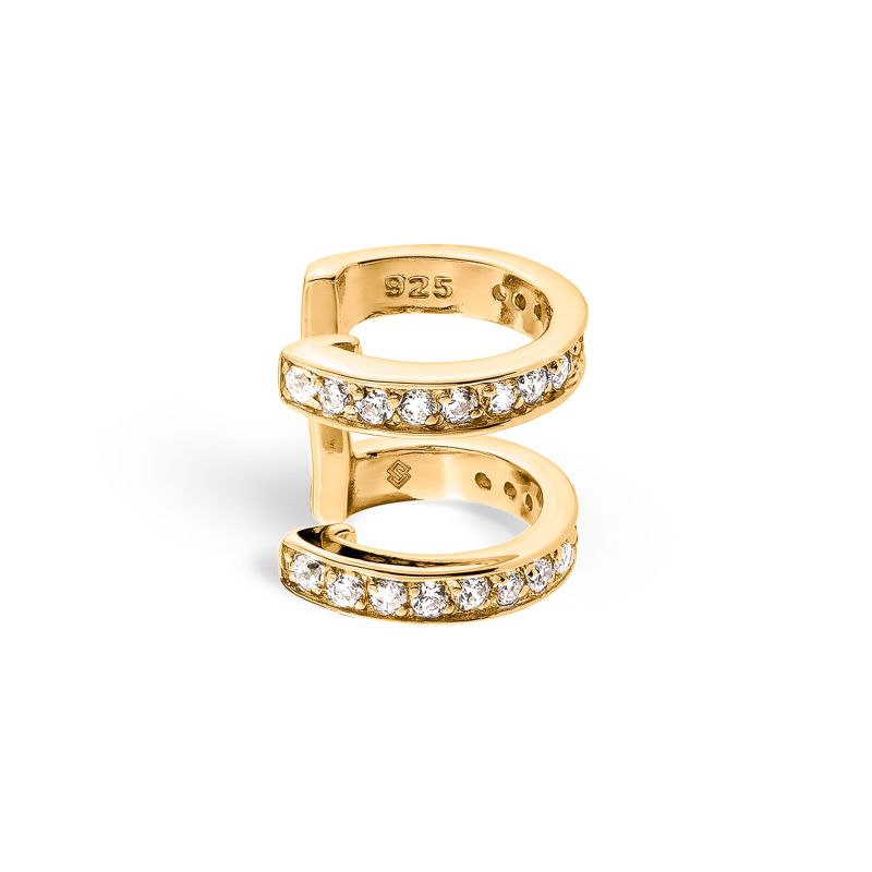 Edge Duo Ear Cuff With Man Made Cz Diamond Stimulant In Sterling Silver ...