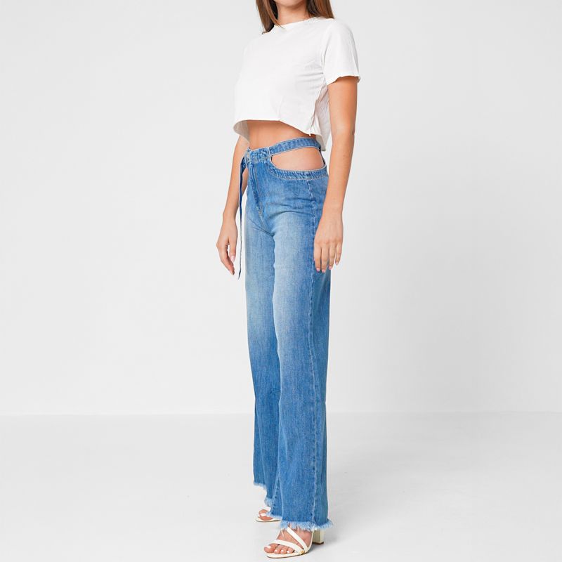 Salina High Rise Cut Out Detail Wide Leg Jeans In Tucson | Noend Denim ...