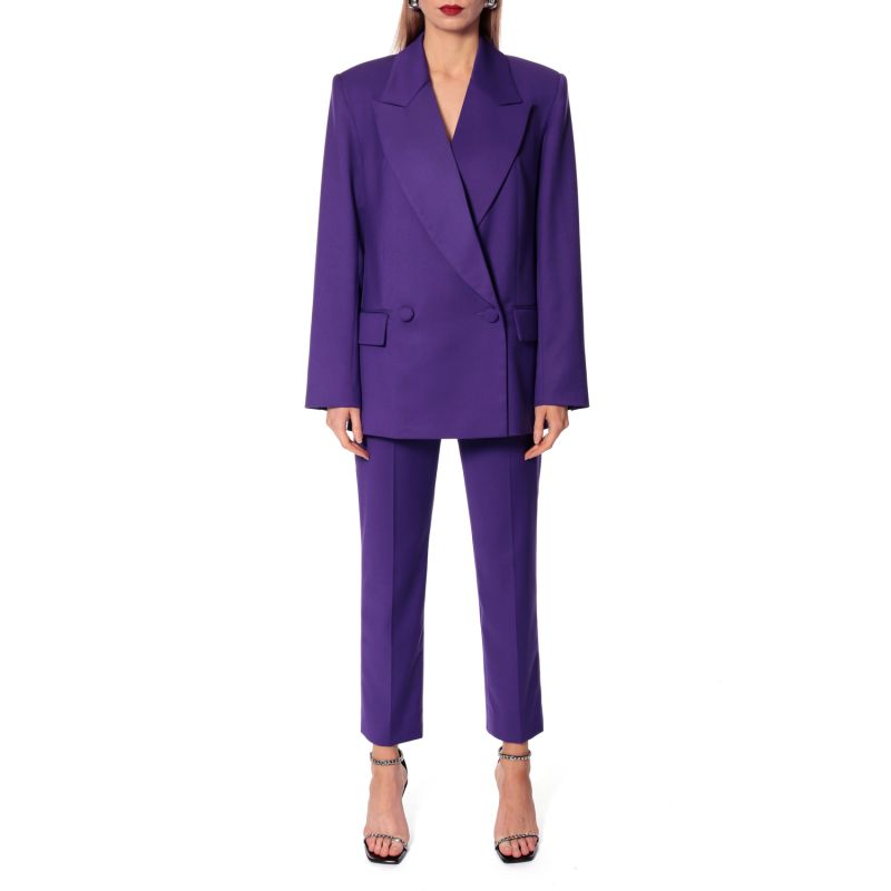 Samira Purple Royal Double Breasted Blazer | AGGI by HALEWSKI | Wolf ...